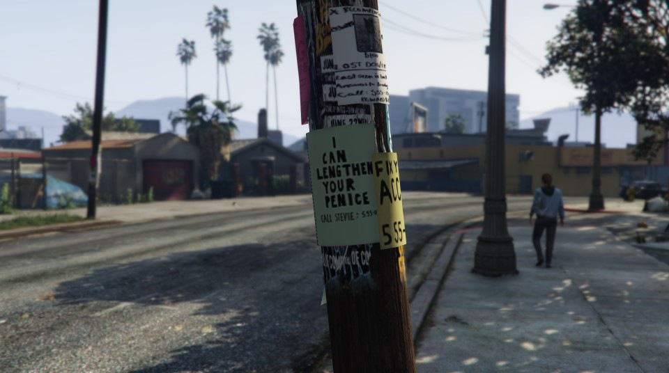So these are posted throughout the ghetto side of Los Santos. Call the ...